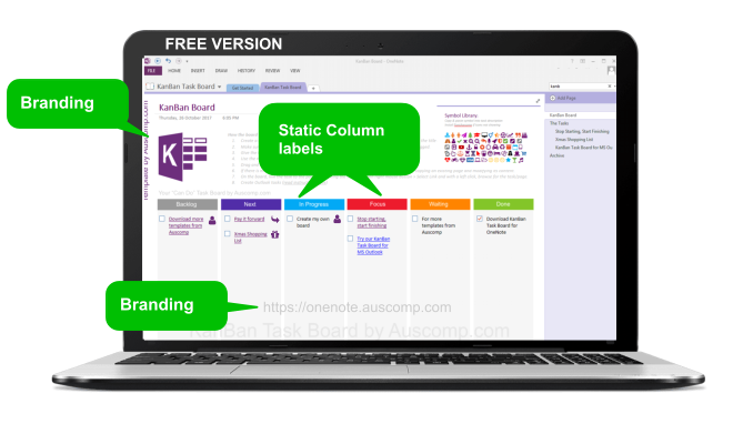 Auscomp KanBan Free Version - Templates for OneNote by Auscomp.com