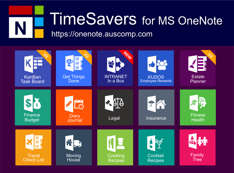 Collection of free of Free & Pro MS OneNote templates. KanBan, GTD ...