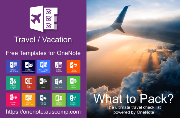 Free Travel Checklist for MS OneNote. Travel agents, contact us for ...