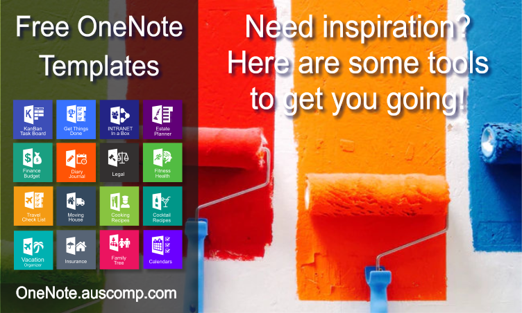 Medley of Free & Pro MS OneNote templates. KanBan, GTD, Planners, Teams ...
