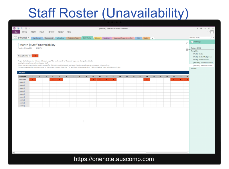 Intranet-Rosters-Unavailability - Productivity Solutions by Auscomp.com