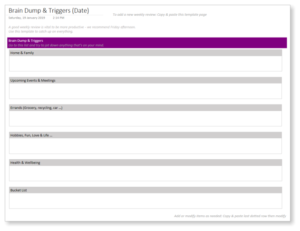GTD Weekly Review (Brain Dump) - Productivity Solutions by Auscomp.com