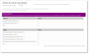 GTD Weekly Review (Clean & Catch Up) - Templates for OneNote by Auscomp.com