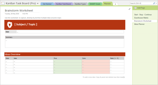OneNote Brainstorm Worksheet V5 - Productivity Solutions by Auscomp.com