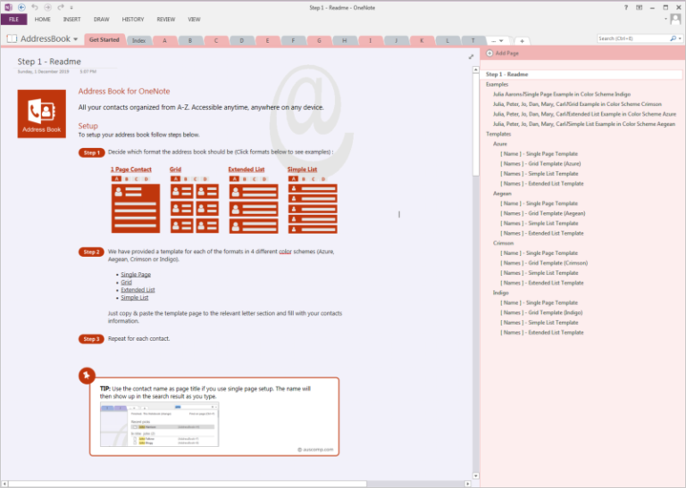Address Book for OneNote