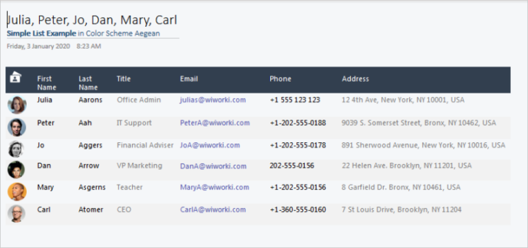 Address Book for OneNote