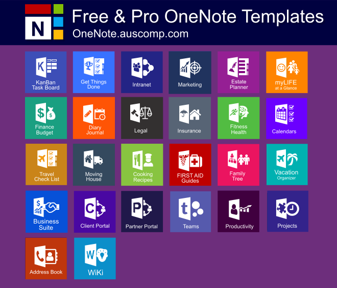 Free and Pro OneNote Templates - Productivity Solutions by Auscomp.com
