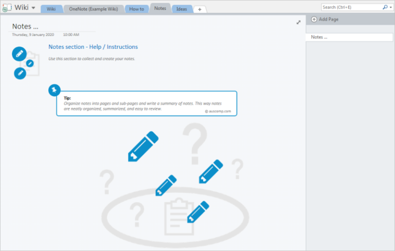 OneNote Wiki Templates