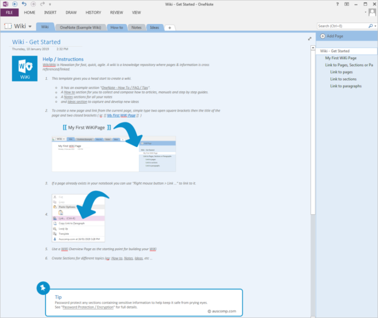 OneNote Wiki Templates