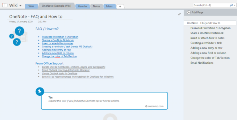 Wiki powered by OneNote