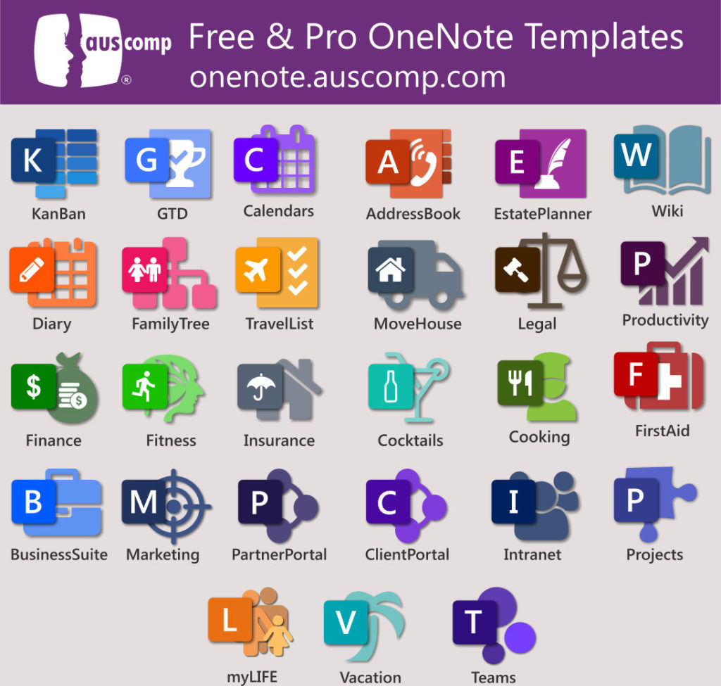 Free and Pro OneNote Templates - Productivity Solutions by Auscomp.com