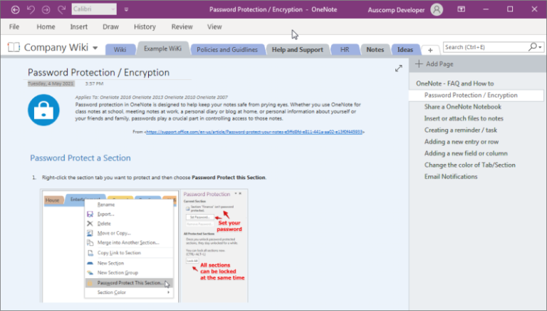 Company Wiki for OneNote