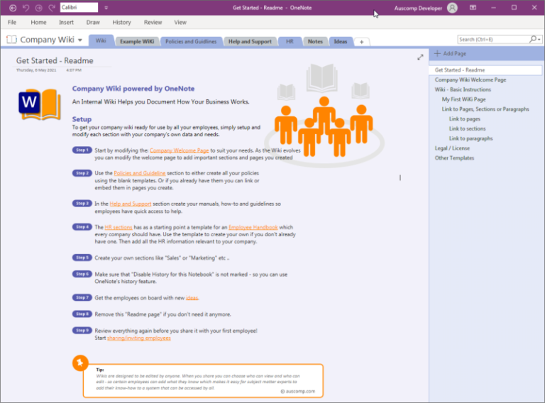 Company Wiki for OneNote