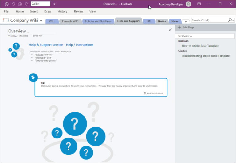 Company Wiki for OneNote
