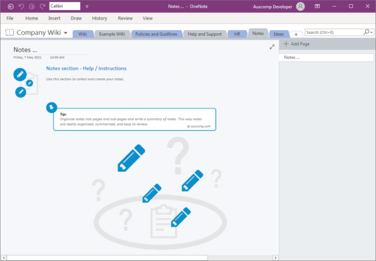 Company Wiki for OneNote