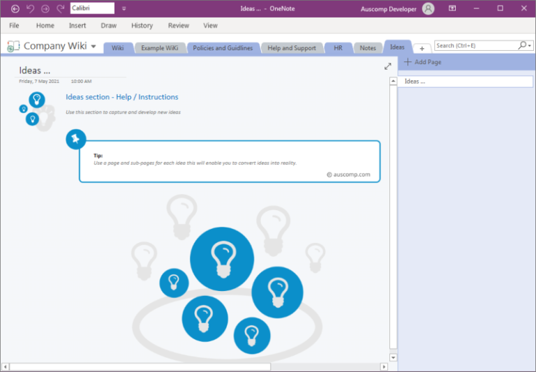 Company Wiki for OneNote
