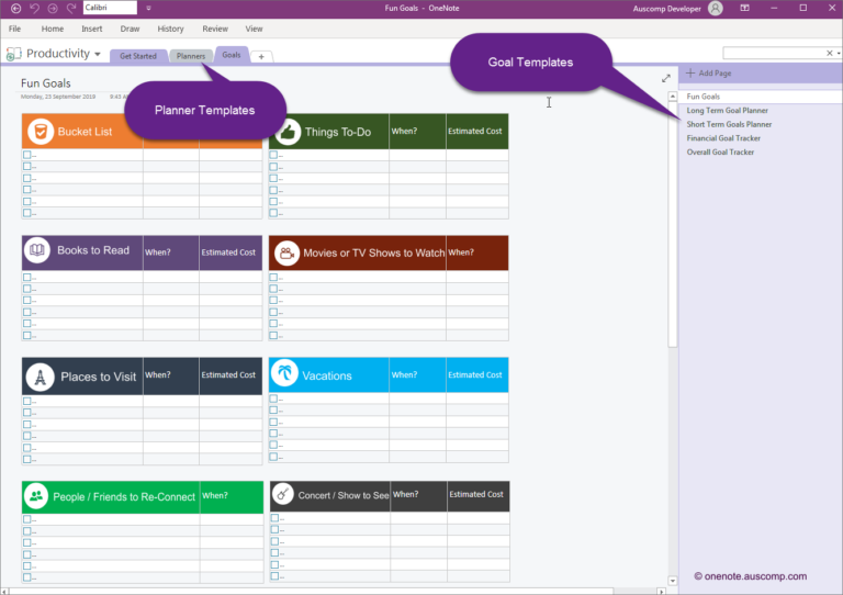 How to use OneNote to easily accomplish your goals - Templates for ...