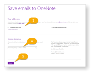 Use email to save notes to OneNote