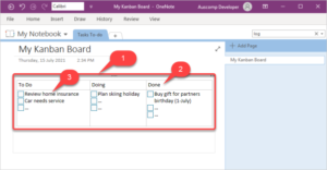OneNote KanBan Template