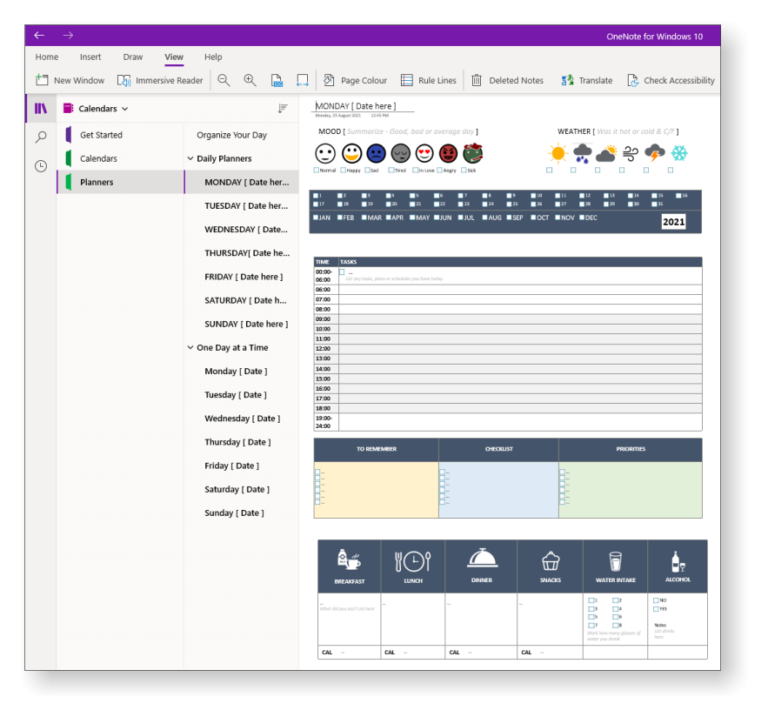 Ready-made OneNote Planners & Calendars