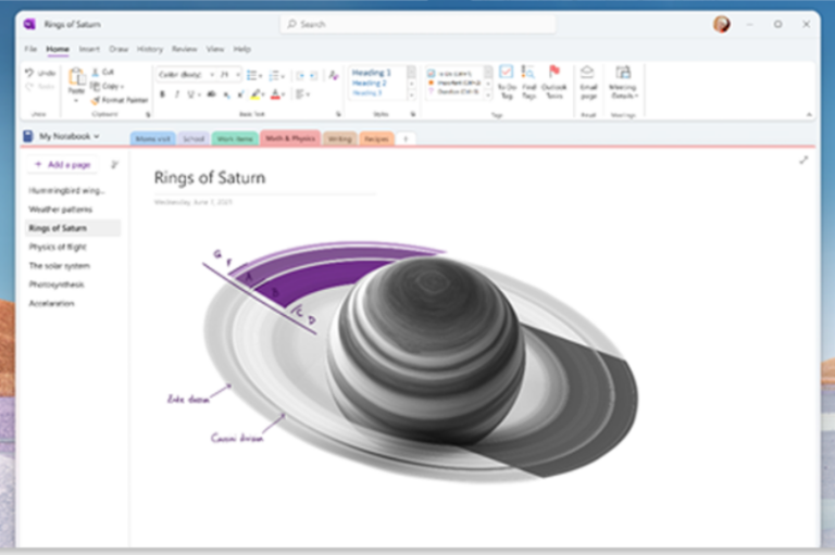 OneNote with new Windows 11 look