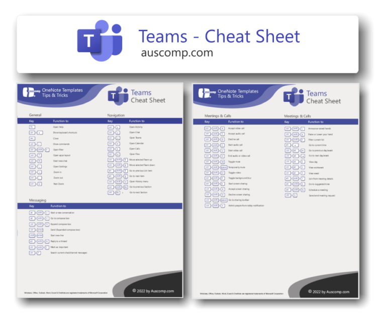 MS Teams Cheat Sheet