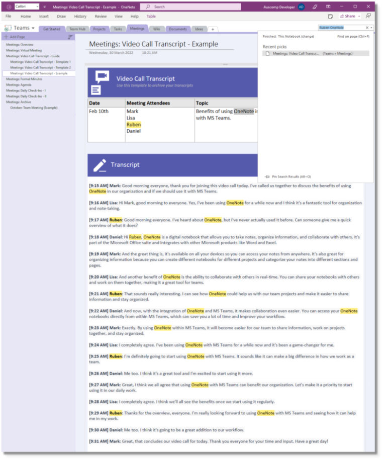 Turn MS Teams video calls into a fully searchable experience
