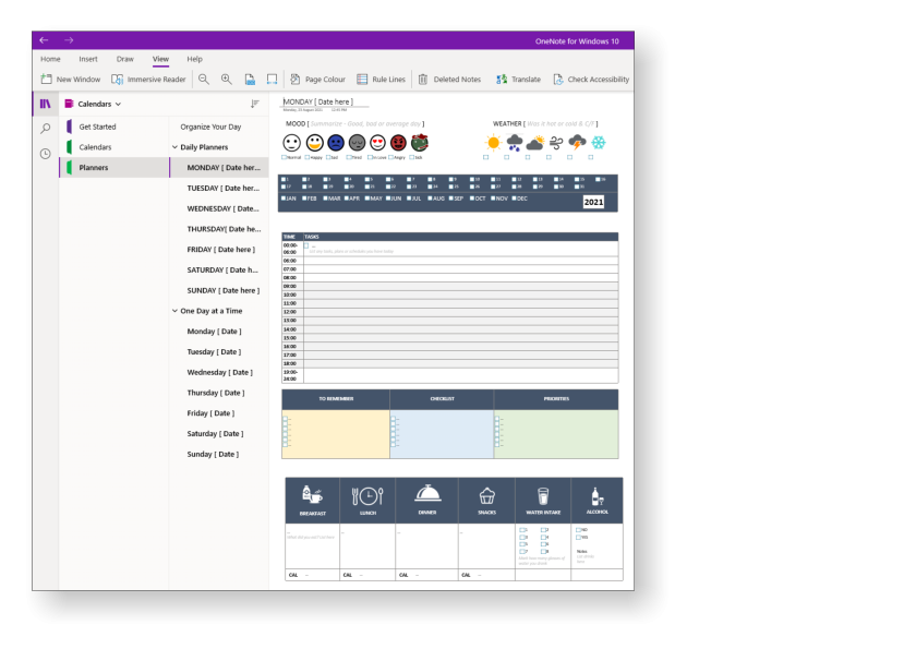 Ready made OneNote Planners Calendars