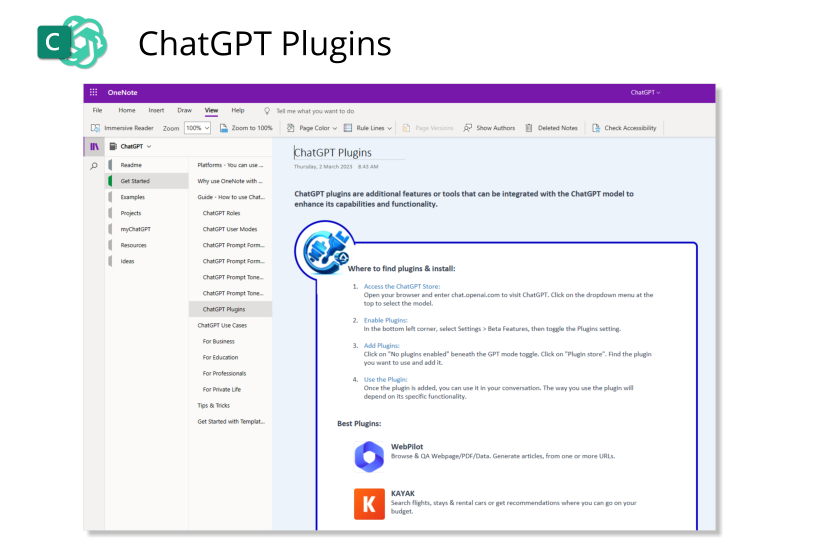 Auscomp OneNote ChatGPT a Perfect Companion for ChatGPT
